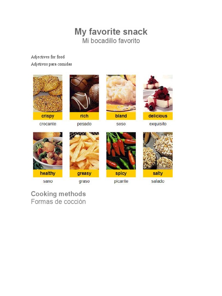 My Favorite Snack | PDF | Lasaña | Cocina mediterranea