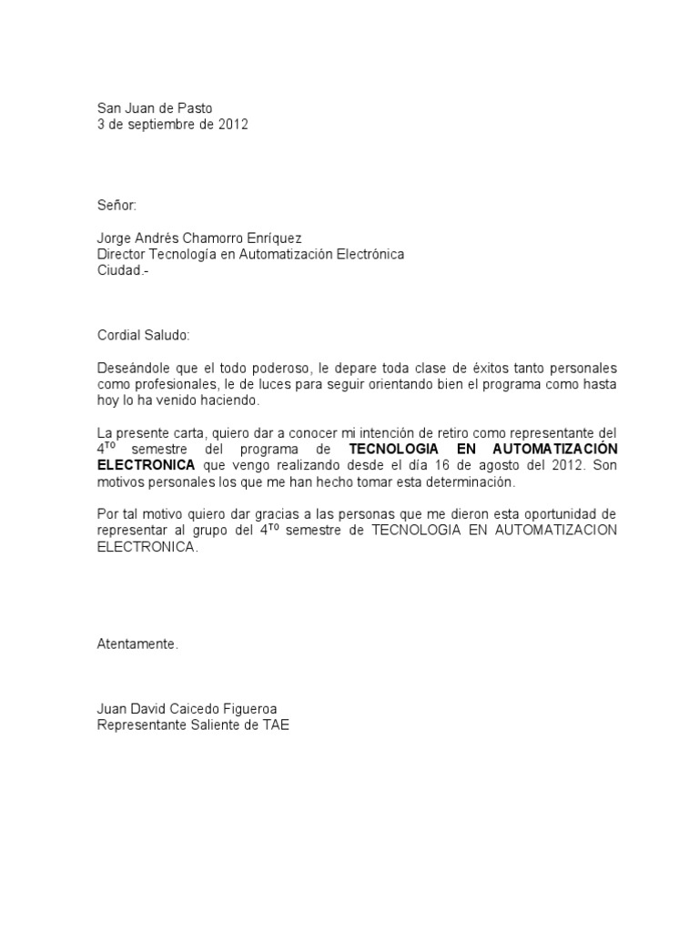 Carta de Retiro | PDF