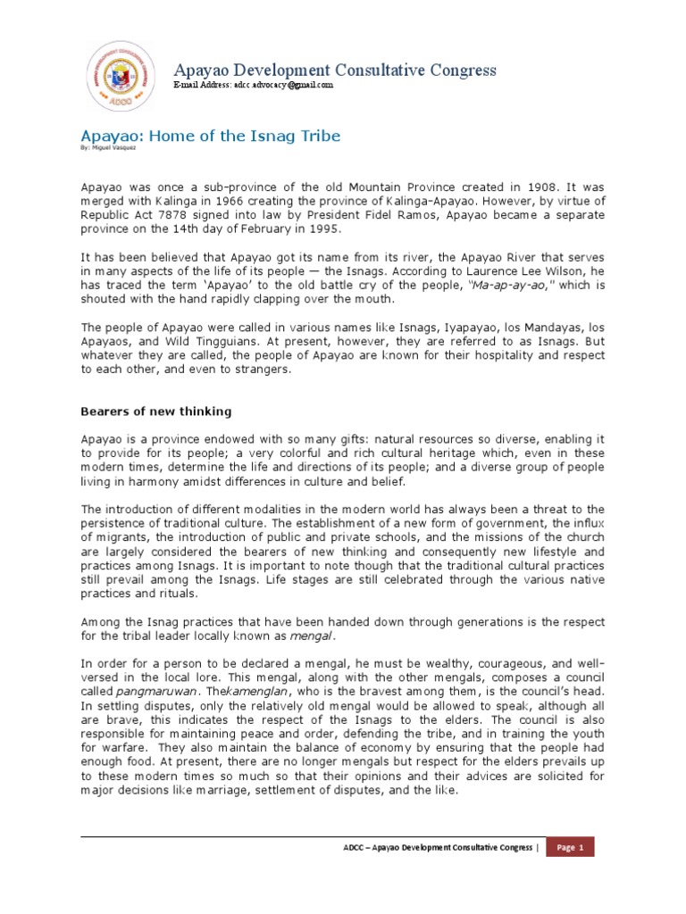 Apayao - Home of The Isnag Tribe | PDF | Family