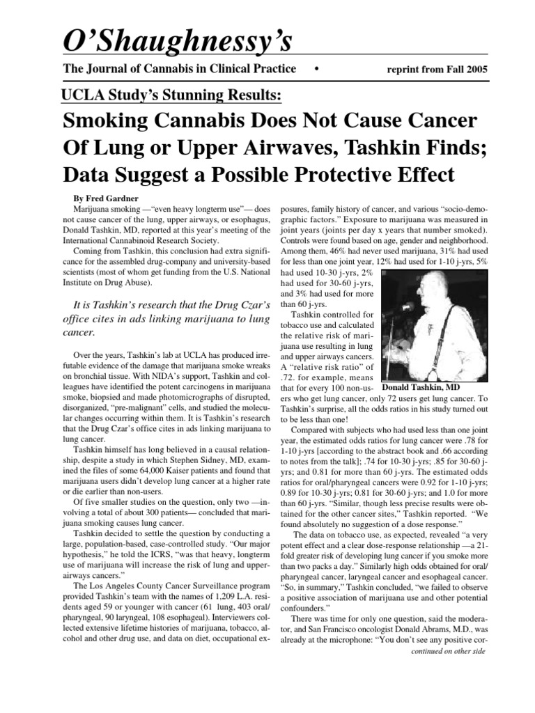 Tashkin - Smoking Cannabis Does Not Cause Cancer of Lung or Upper ...