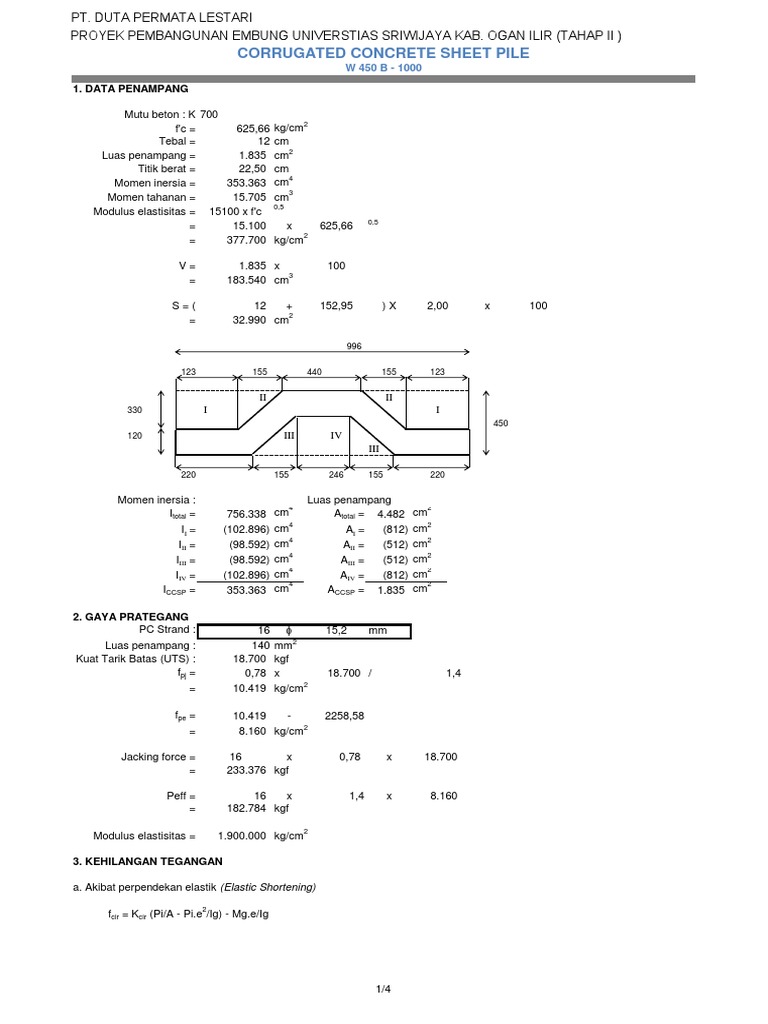 Perhitungan Teknis CCSP W450 B | PDF | Materials Science | Mechanics