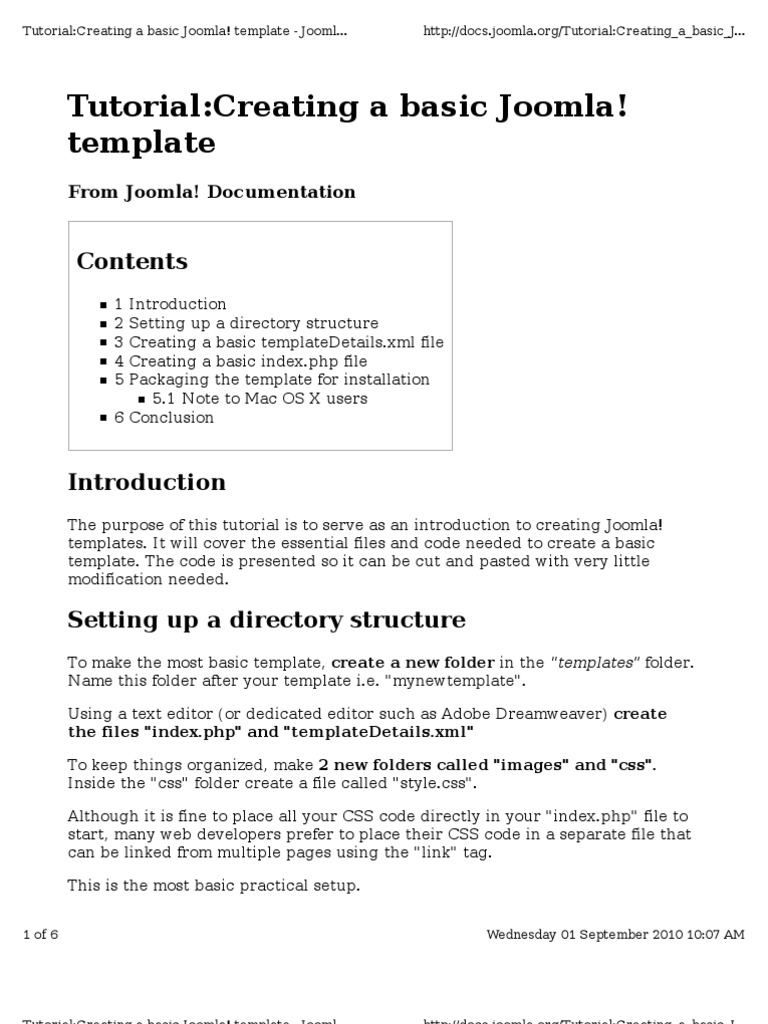 Tutorial Creating A Basic Joomla Template Pdf Cascading Style