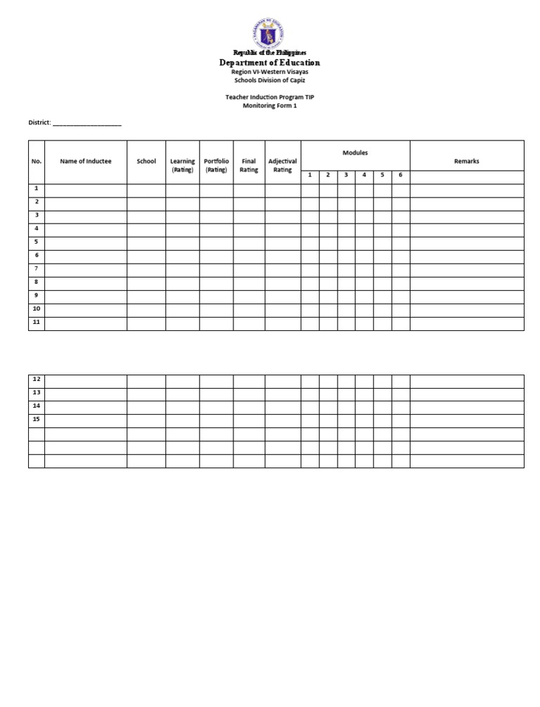 1 TIP Monitoring Form 1 | PDF