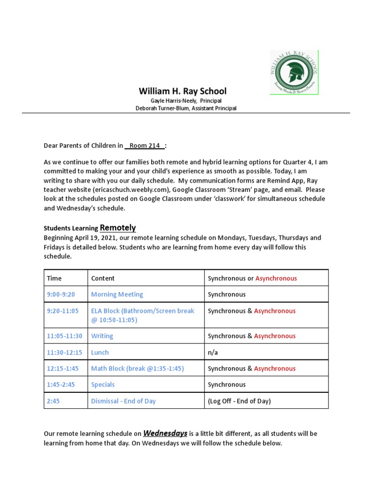 Ray - k-8 Daily Schedule Communication Overview All | PDF | Pedagogy ...