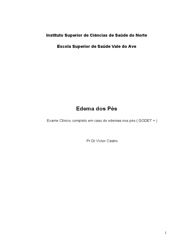 Diagnóstico de Edema nos Pés | PDF | Edema | Coração