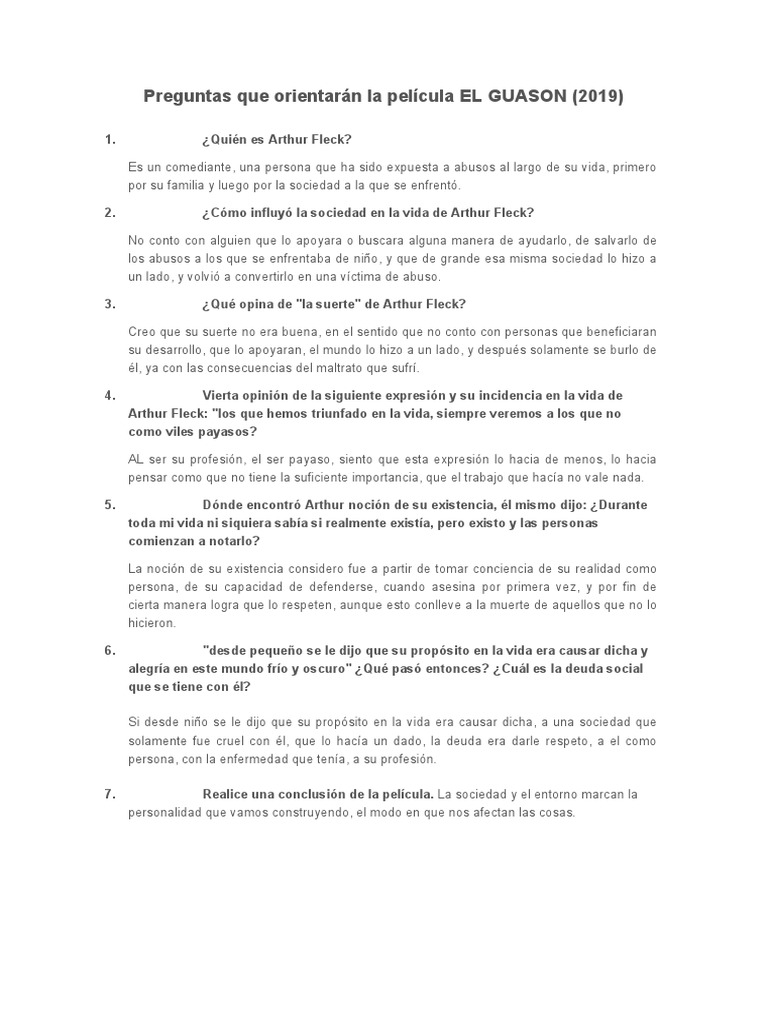 Preguntas Pelicula | PDF