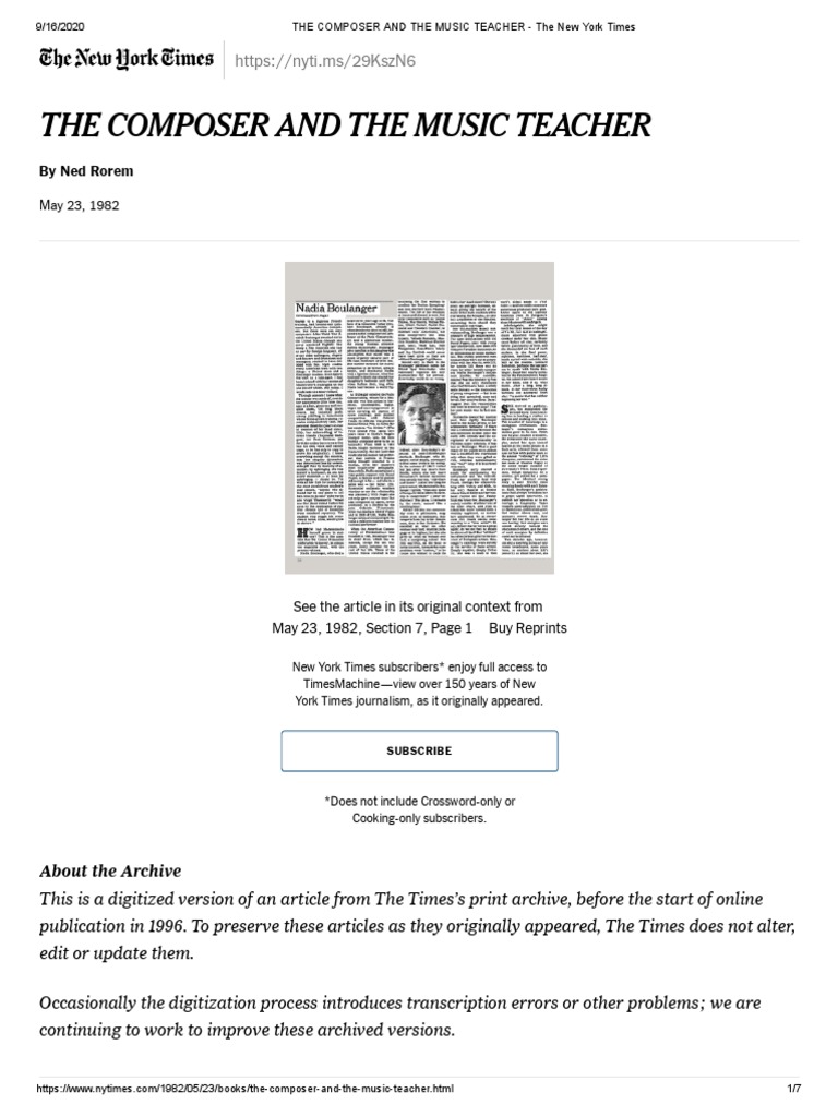 The Composer and The Music Teacher: by Ned Rorem | PDF | Classical ...