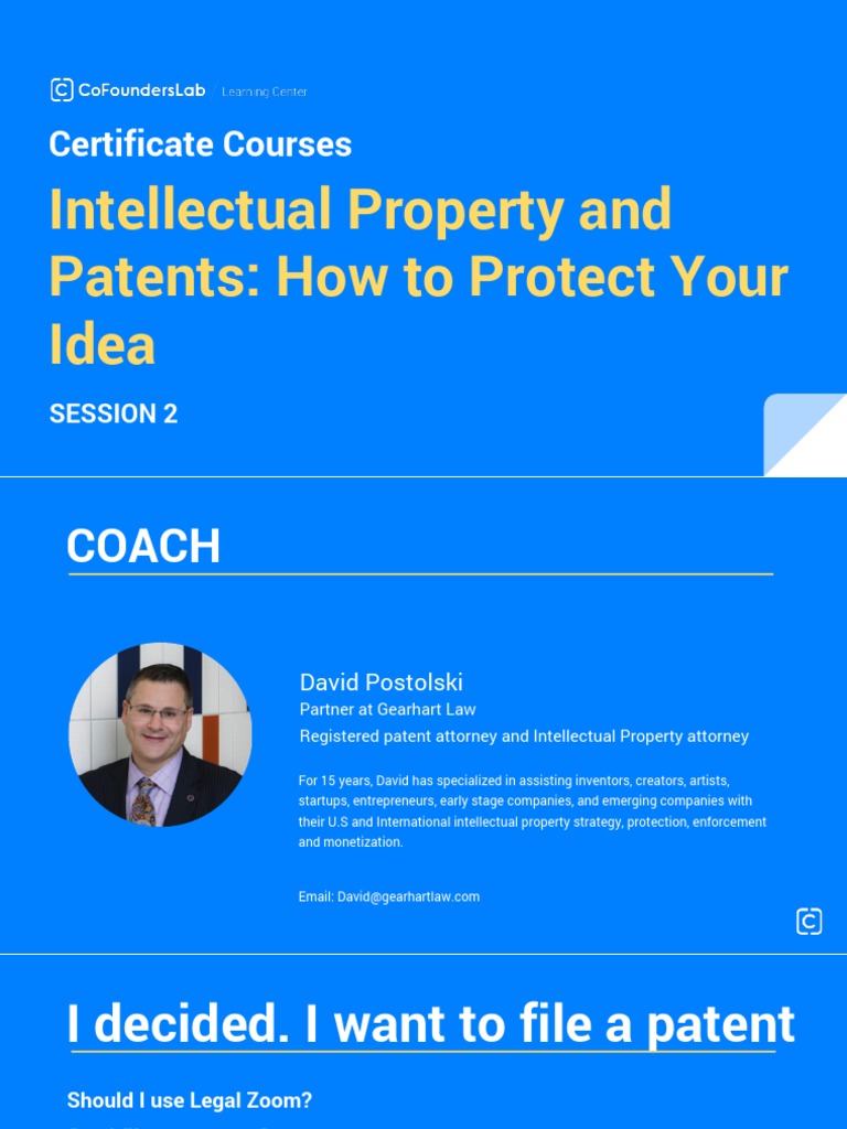 Module 5 - Slides - Intellectual Property and Patents - Session 2 - Why ...