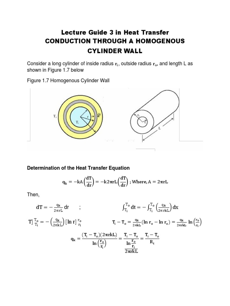 Lecture Guide 3 Conduction-through-a-Homogenous-Cylinder-Wall | PDF ...