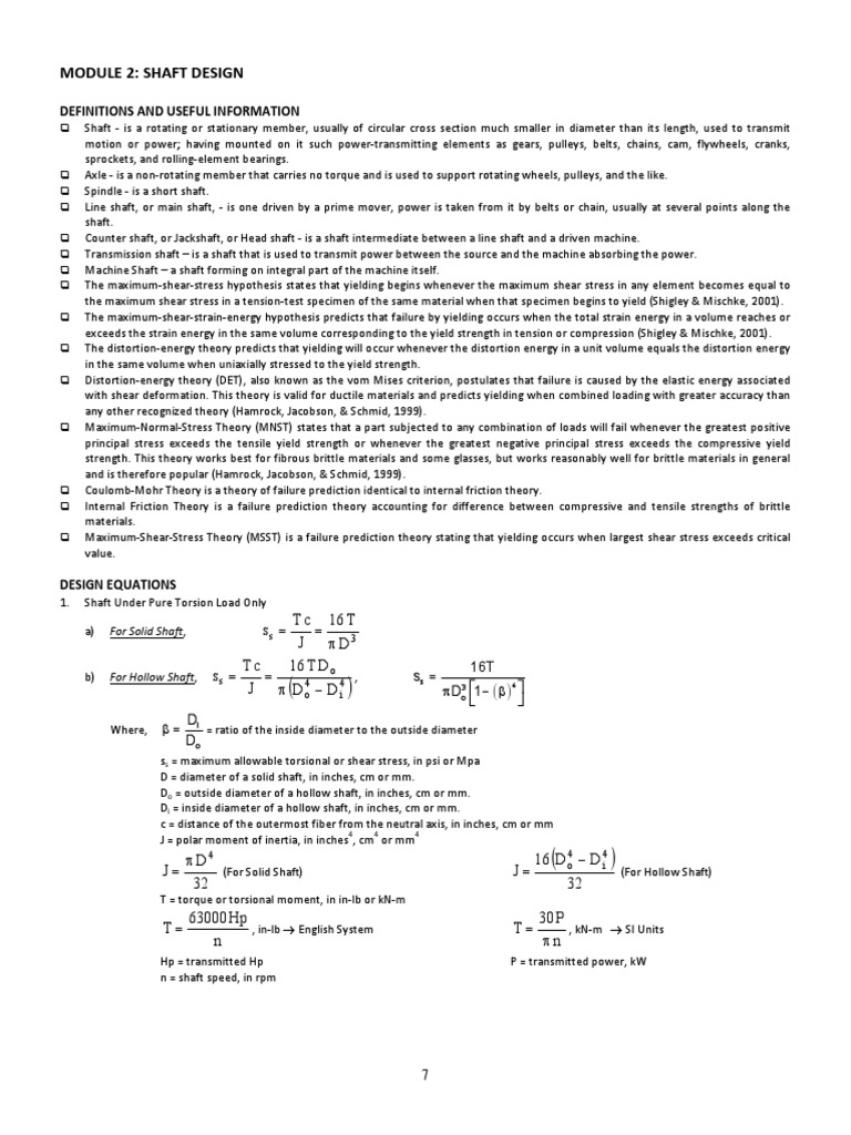 MD Module 2 Shaft Design | PDF | Strength Of Materials | Yield ...