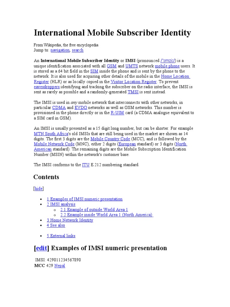 International Mobile Subscriber Identity | PDF | Mobile ...