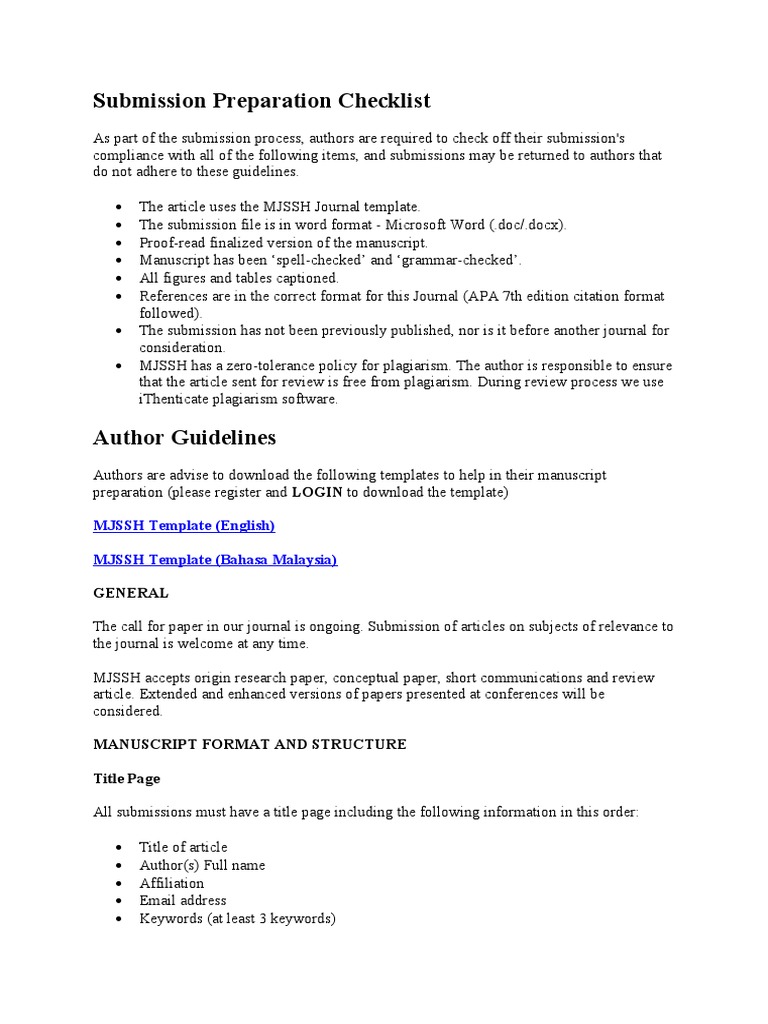 Guidelines for Submitting Manuscripts to the Malaysian Journal of ...