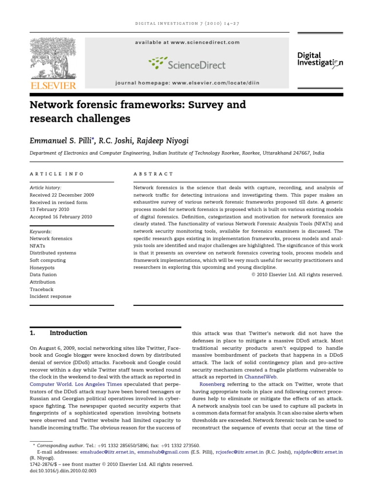 Network Forensic Frameworks Survey and Research Challenges | PDF | Computer Network ...