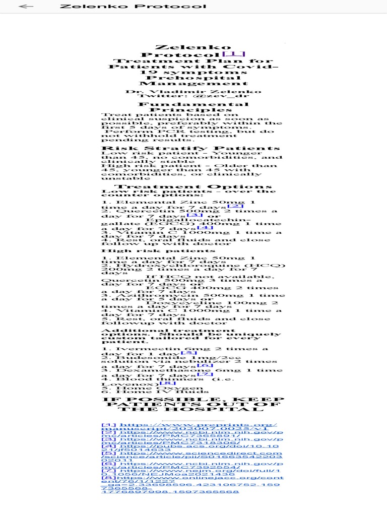 Zelenko Protocol | PDF | Health Care | Diseases And Disorders