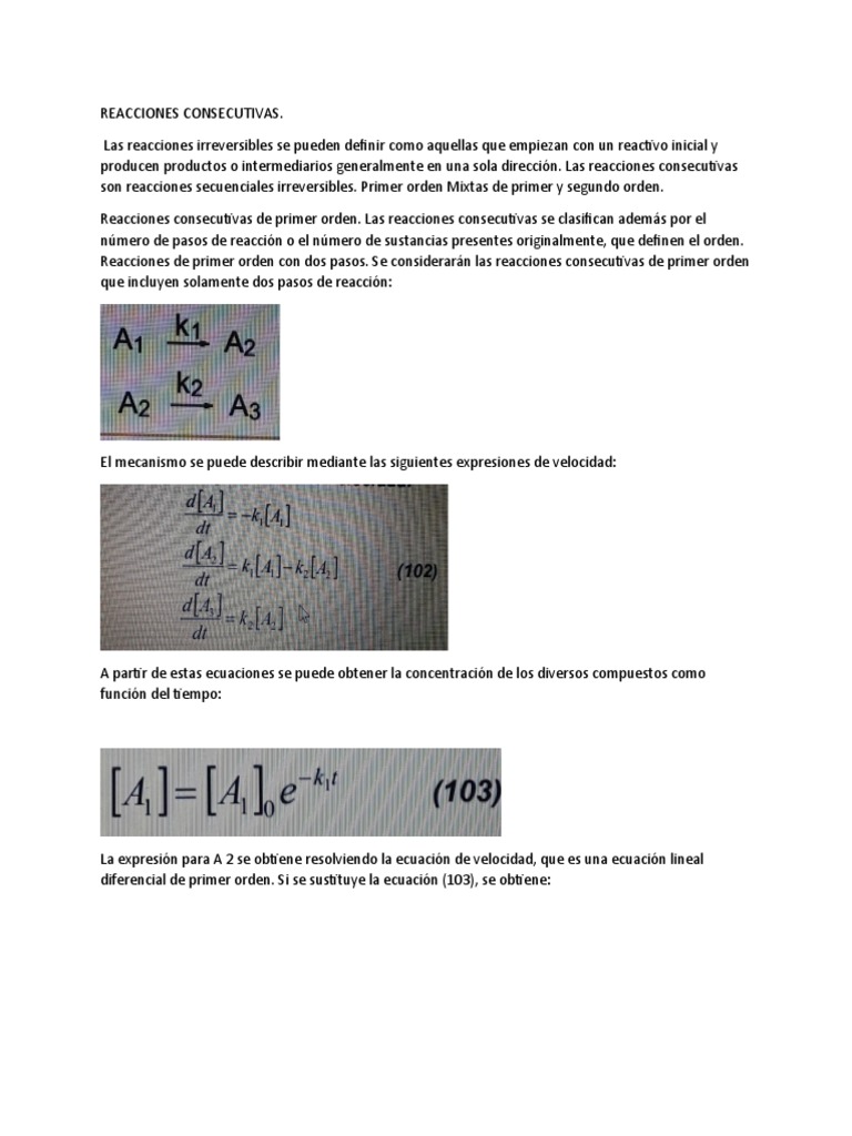 Reacciones Consecutivas - Docxexpo Cinetica | PDF
