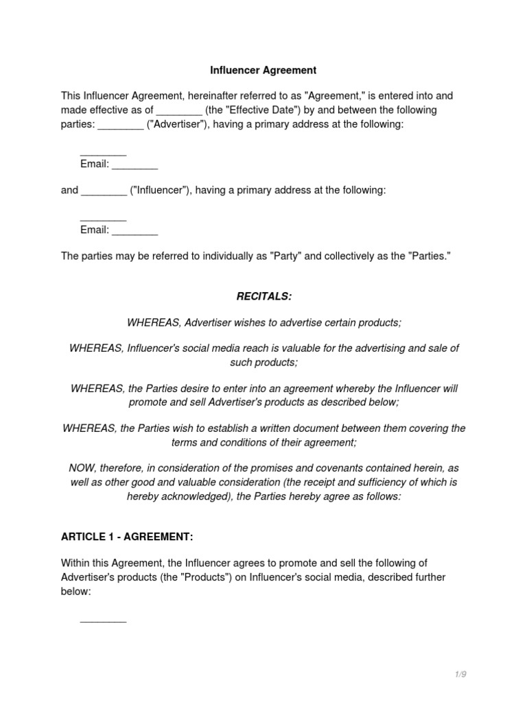 M4QIxffQVF Influencer Agreement | PDF | Arbitration | License