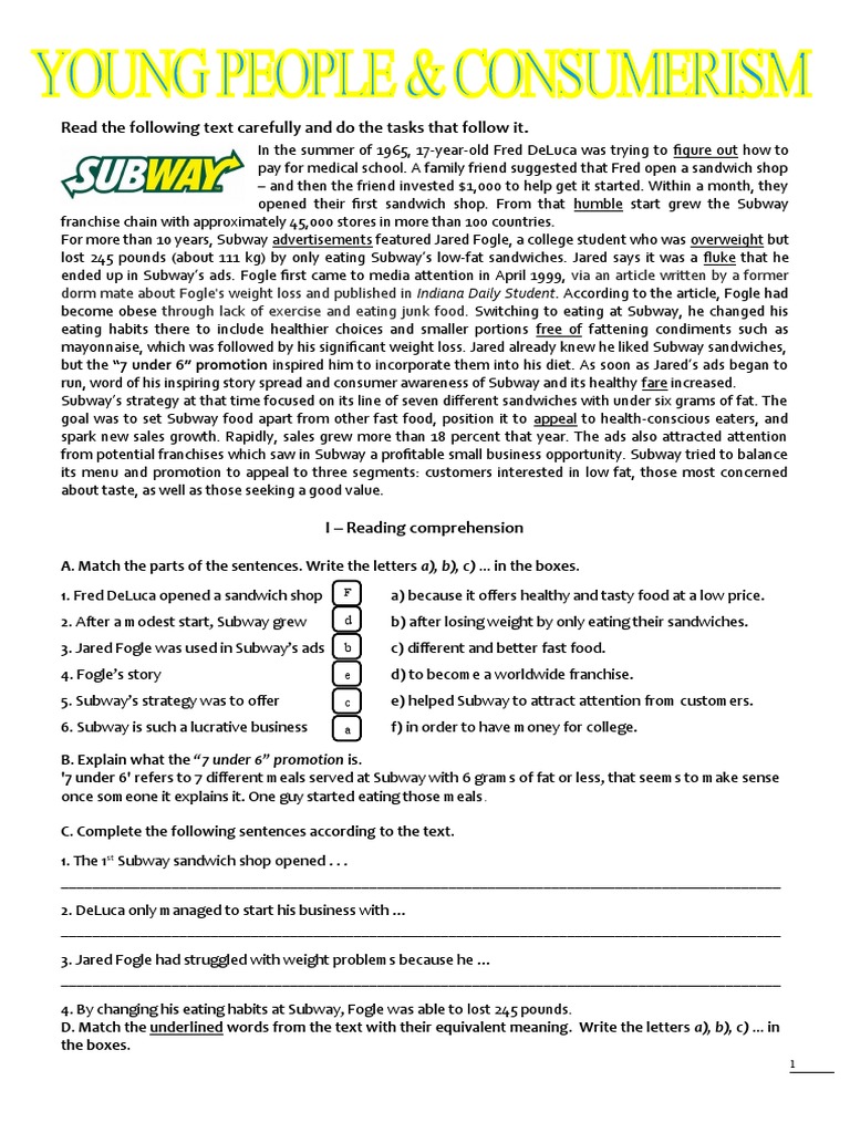 Young People Consumerism Test 11th Grade Professio Tests - 111810 | PDF ...