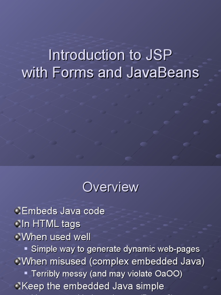 Introduction To JSP With Forms and Javabeans | Download Free PDF | Java (Programming Language ...
