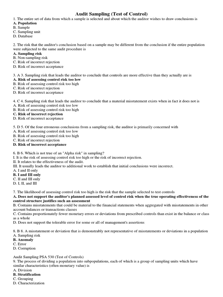 Audit Sampling (Test of Control) | PDF | Sampling (Statistics) | Statistics