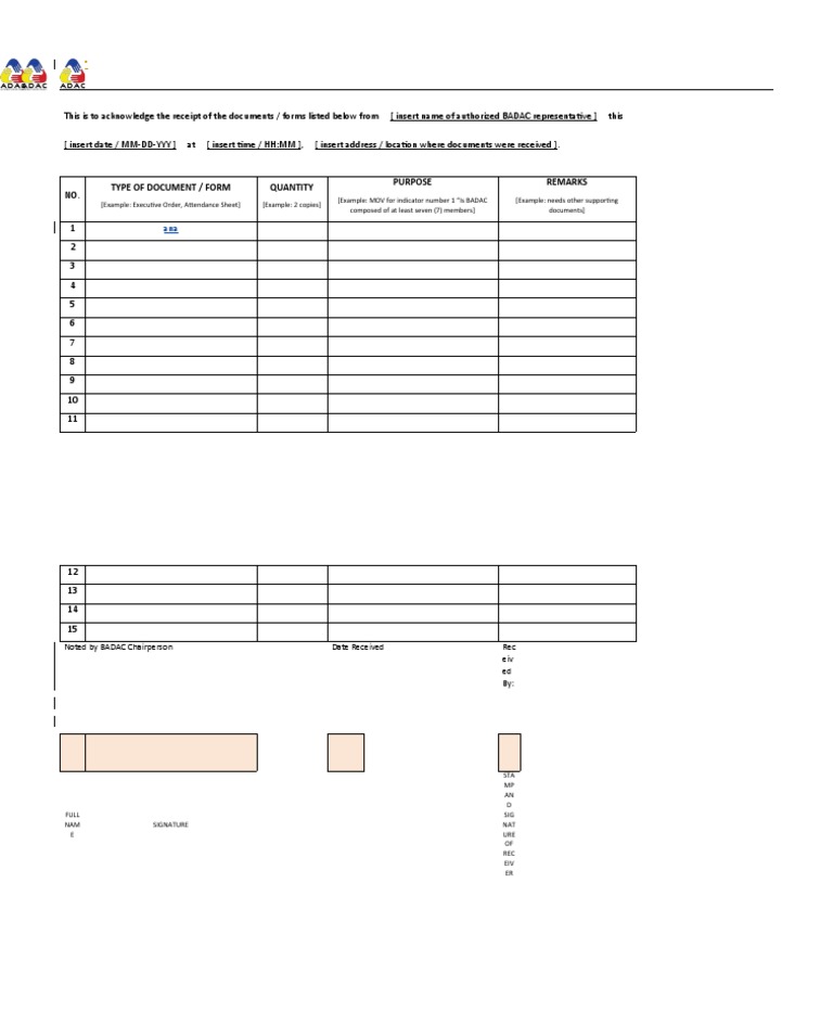 2 BADAC FORM Document Transmittal Form