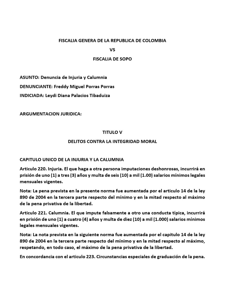 Denuncia Injuria e Calumnia | Descargar gratis PDF | Difamación | Castigos Denuncia Injuria e Calumnia | Descargar gratis PDF | Difamación | Castigos
