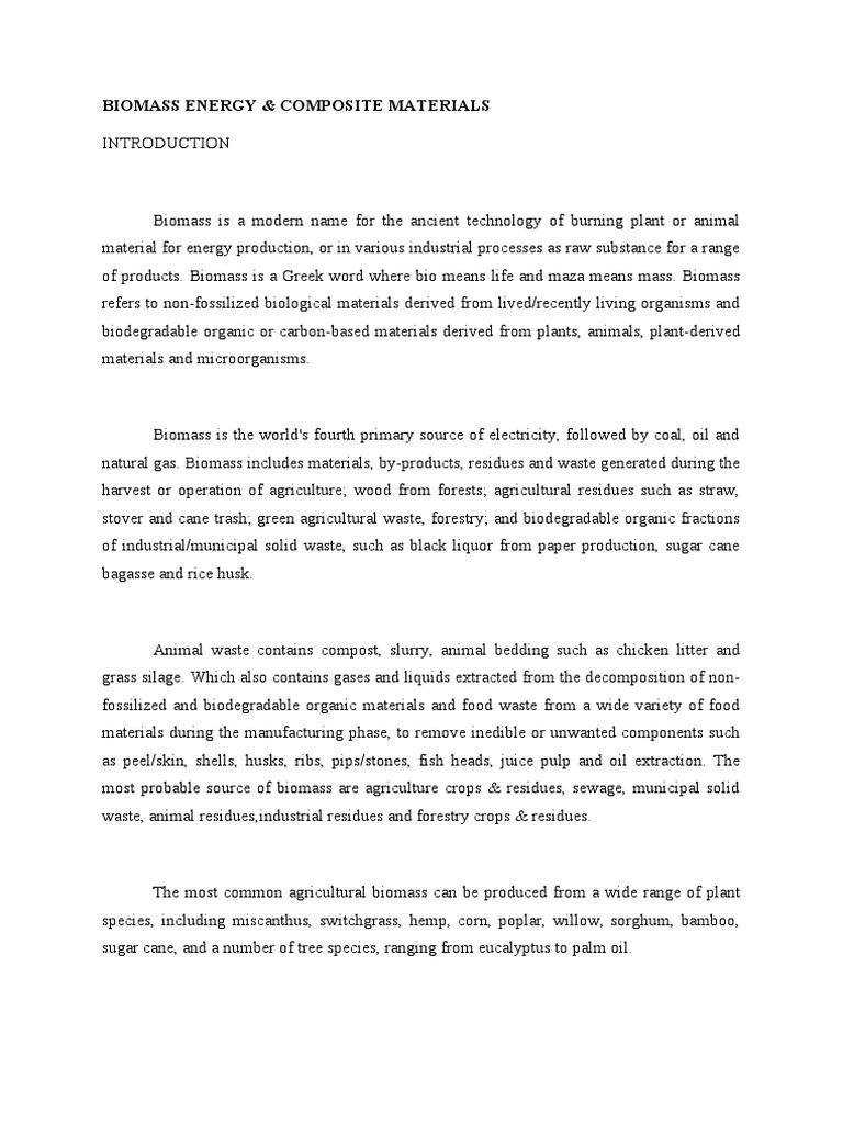 Introduction to Biomass Energy | PDF | Biomass | Renewable Fuels