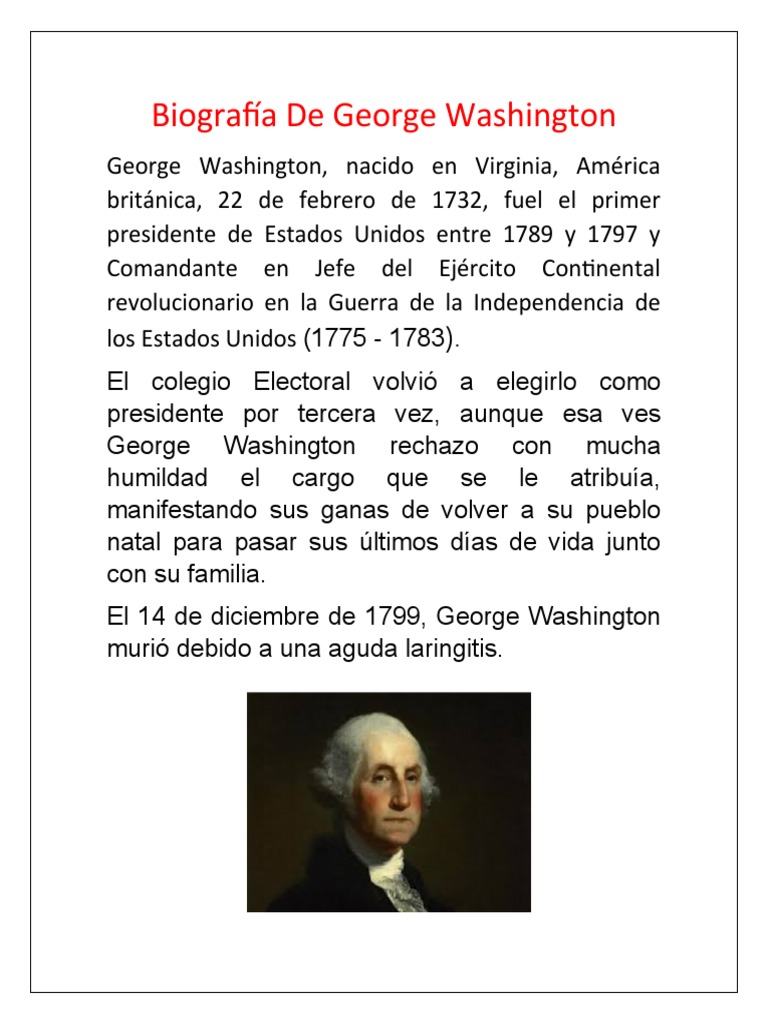 Biografía de George Washington | PDF