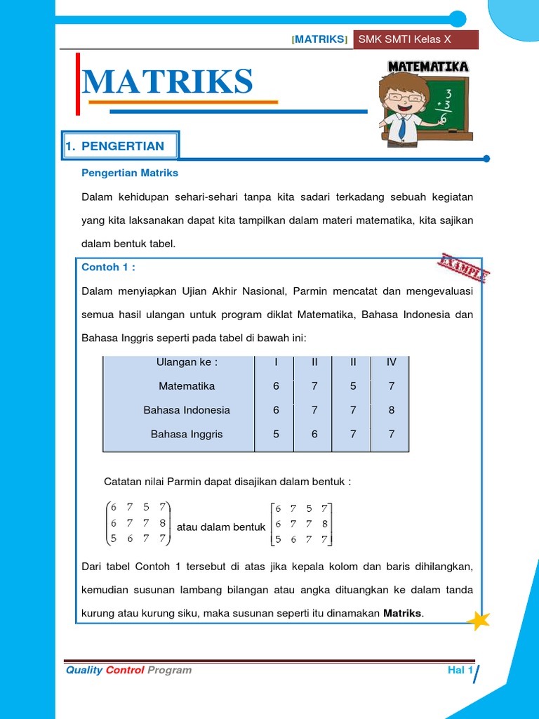 Pengantar Matriks untuk SMK Kelas X | PDF