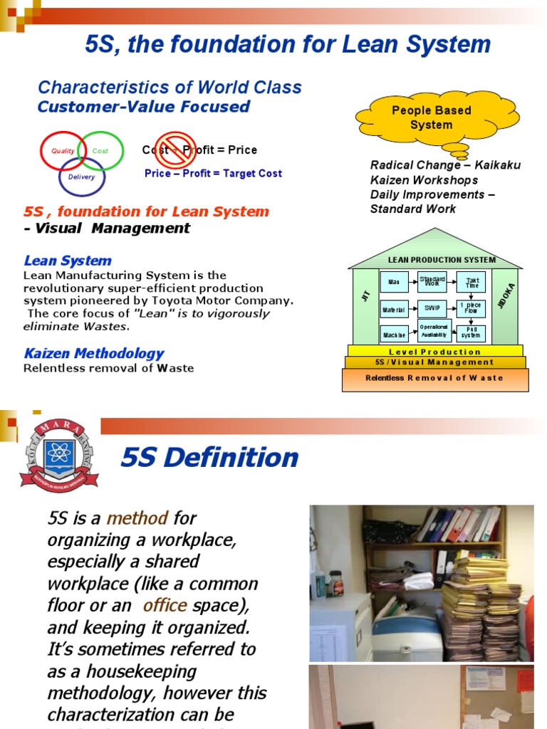 5S, The Foundation For Lean System: Characteristics of World Class ...