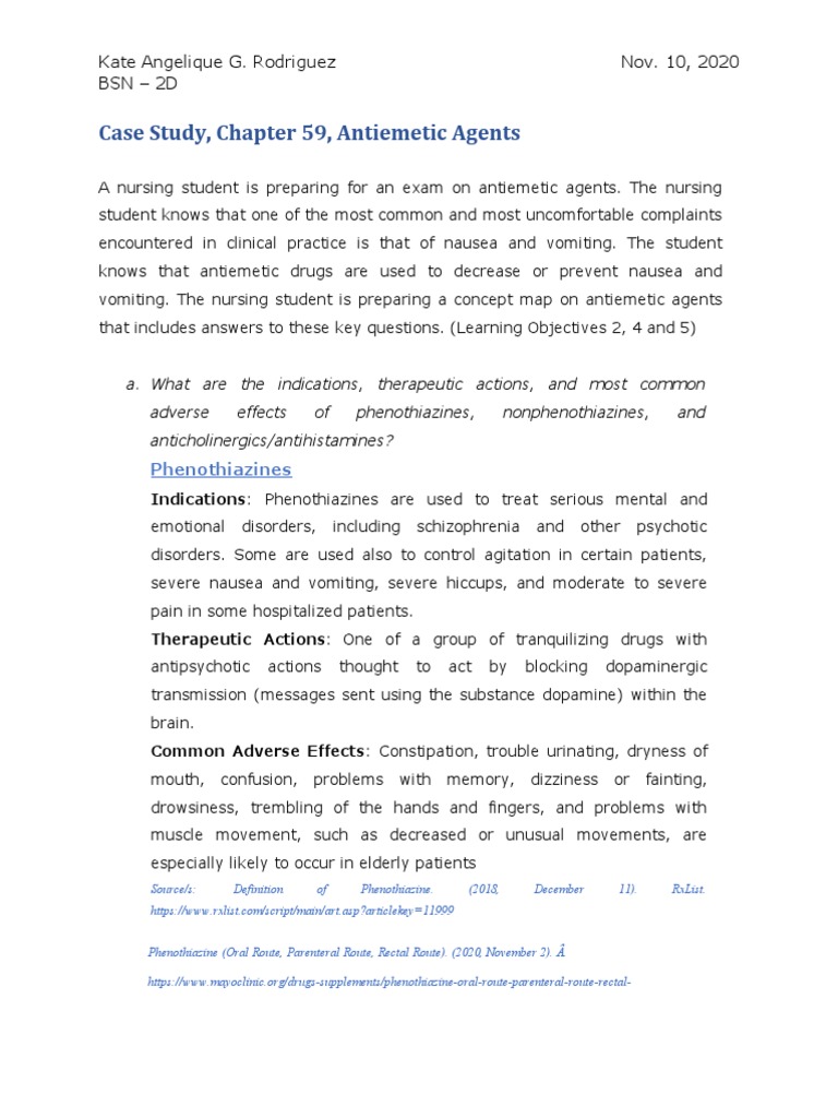 CASE STUDY Chapter 59 (ANTIEMETIC AGENTS) | PDF | Nausea | Vomiting