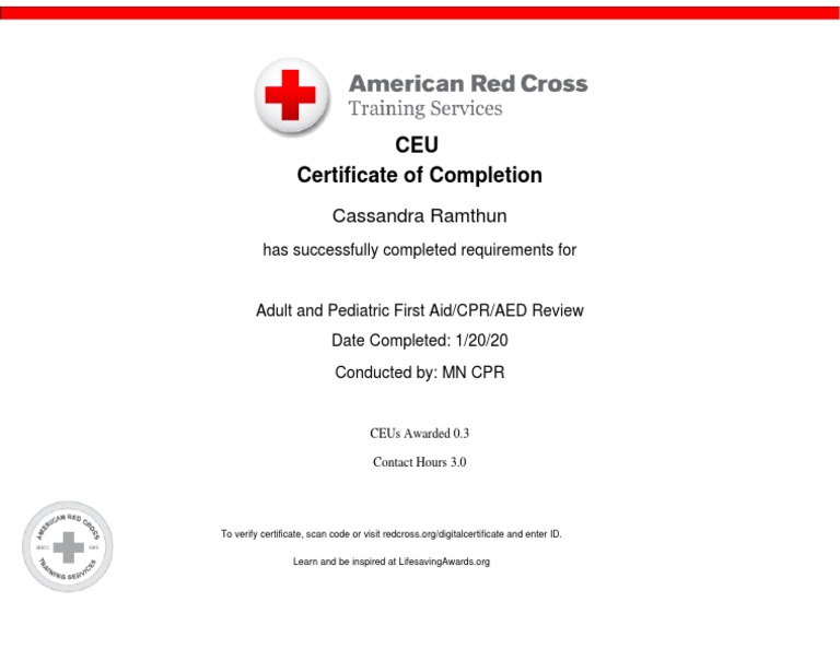 Red Cross Certificate 8 | PDF