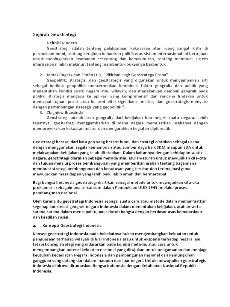 Sejarah Geostrategi Dan Astagatra | PDF | Politik | Ilmu Sosial