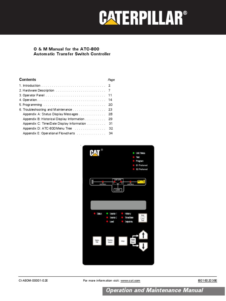 O & M Manual For The ATC-800 Automatic Transfer Switch Controller | PDF ...