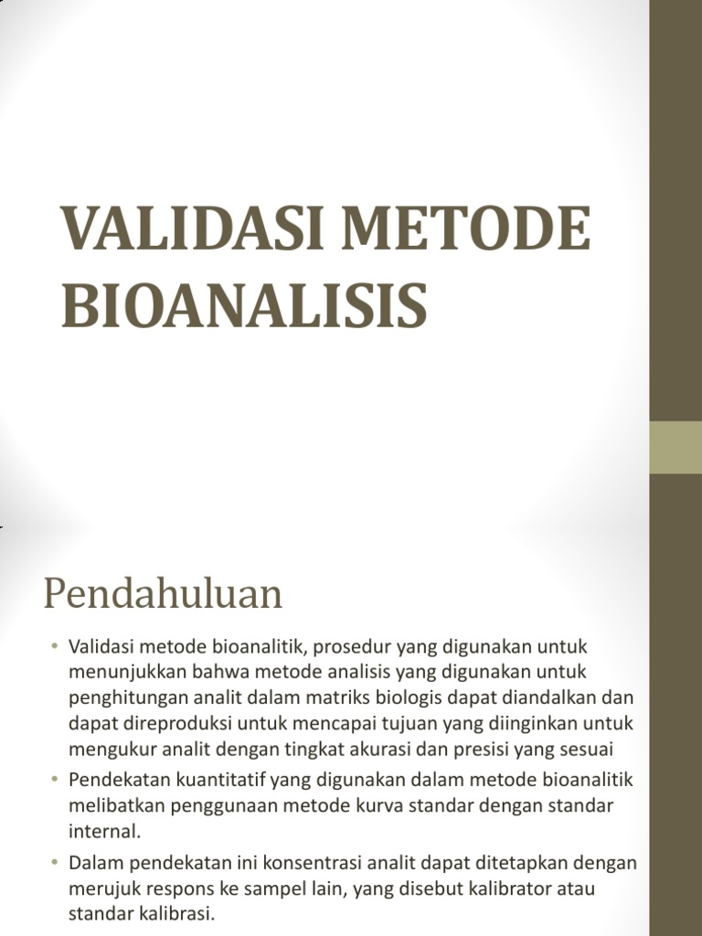 Validasi Metode Bioanalisis | PDF | Kesehatan Holistik | Sains & Matematika