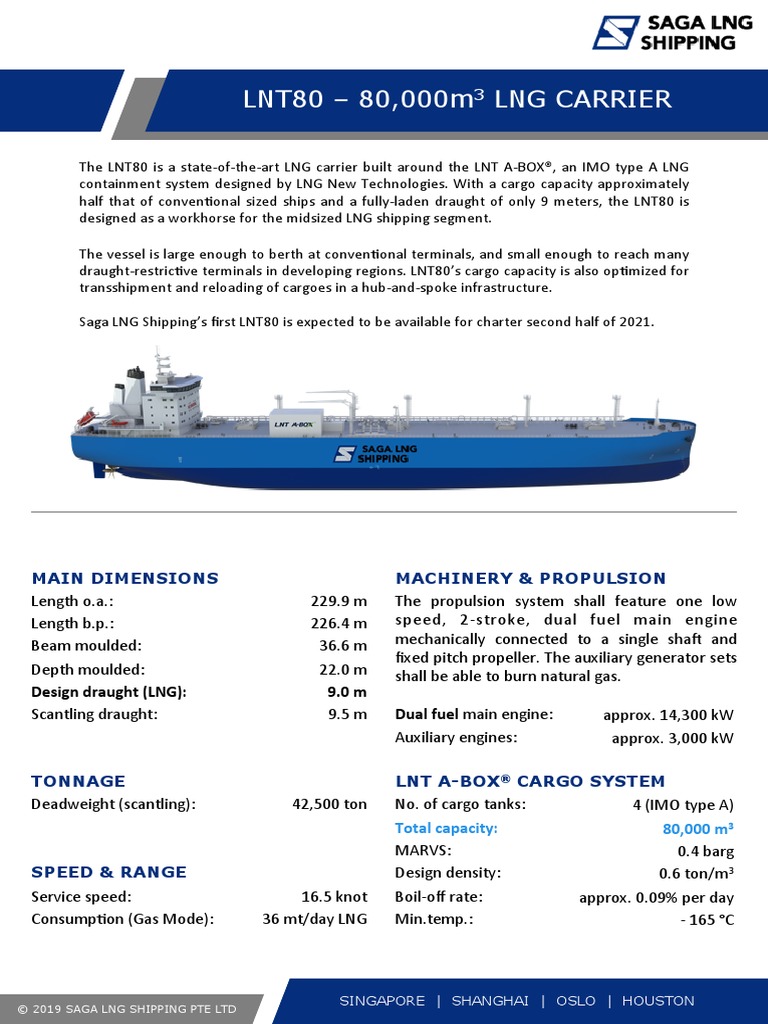 LNT80 - 80,000m LNG Carrier: Main Dimensions Machinery & Propulsion ...