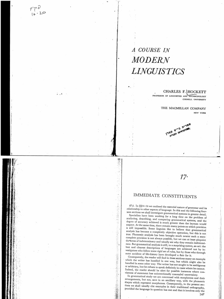 A Course in Modern Linguistics Charles F Hockett Compress | PDF