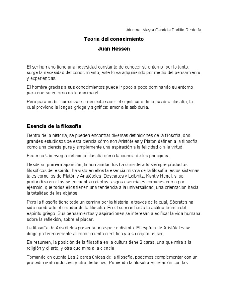 Ensayo Teoría Del Conocimiento | PDF | Realismo filosófico | Conocimiento