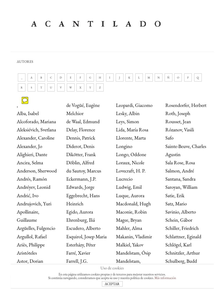 Catálogo de Autores Editorial Acantilado | PDF
