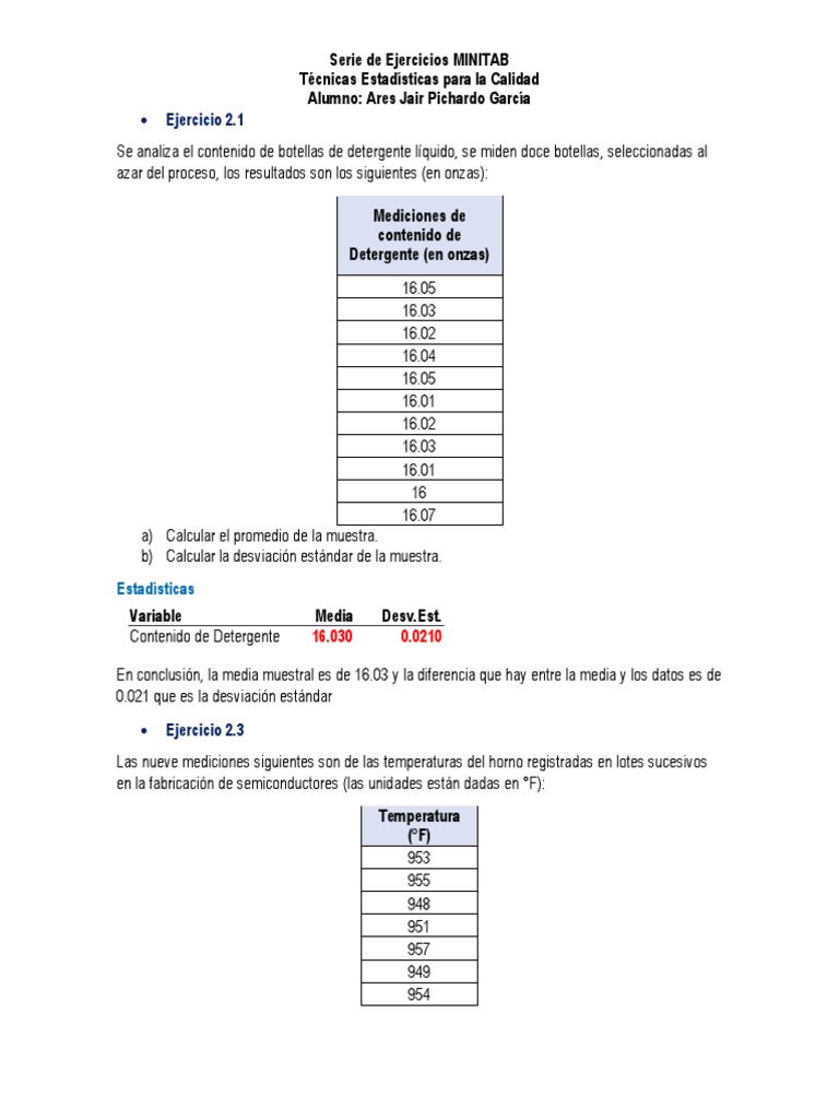 Serie de Ejercicios MINITAB | PDF | Intervalo de confianza | Muestreo (Estadísticas)