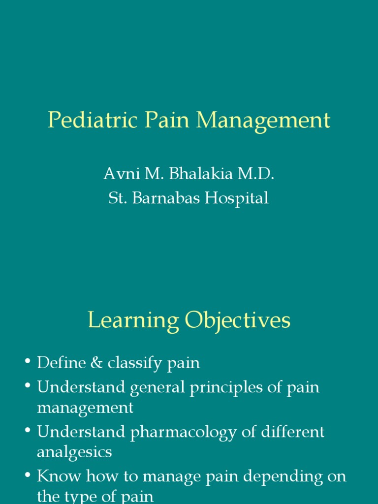 Pediatric Pain Management Guide | PDF | Pain | Opioid