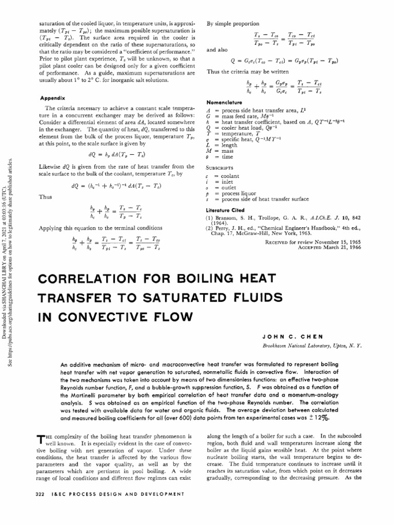 Correlation Boiling Saturated Fluids Convective: Transfer To Flow | PDF ...