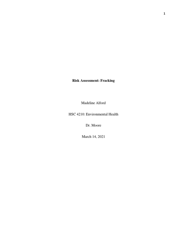 Eh Risk Assessment Draft 1 | PDF | Hydraulic Fracturing | Water