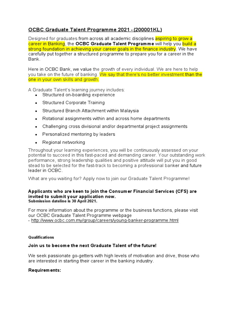 OCBC Management Associate | PDF | Business | Finance & Money Management