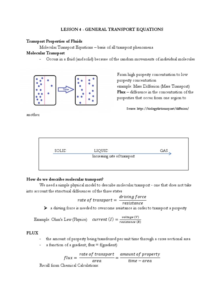 LESSON 4 - General Transport Equations | PDF | Transport Phenomena ...