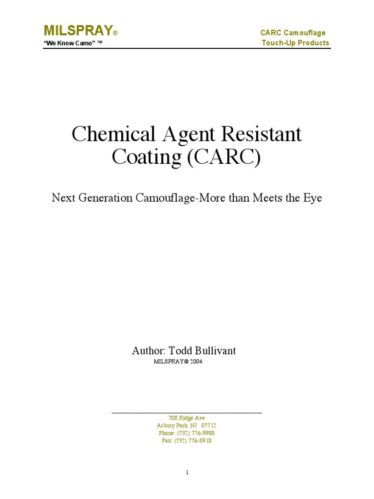 Chemical Agent Resistant Coating (CARC) : Milspray | PDF | Volatile ...