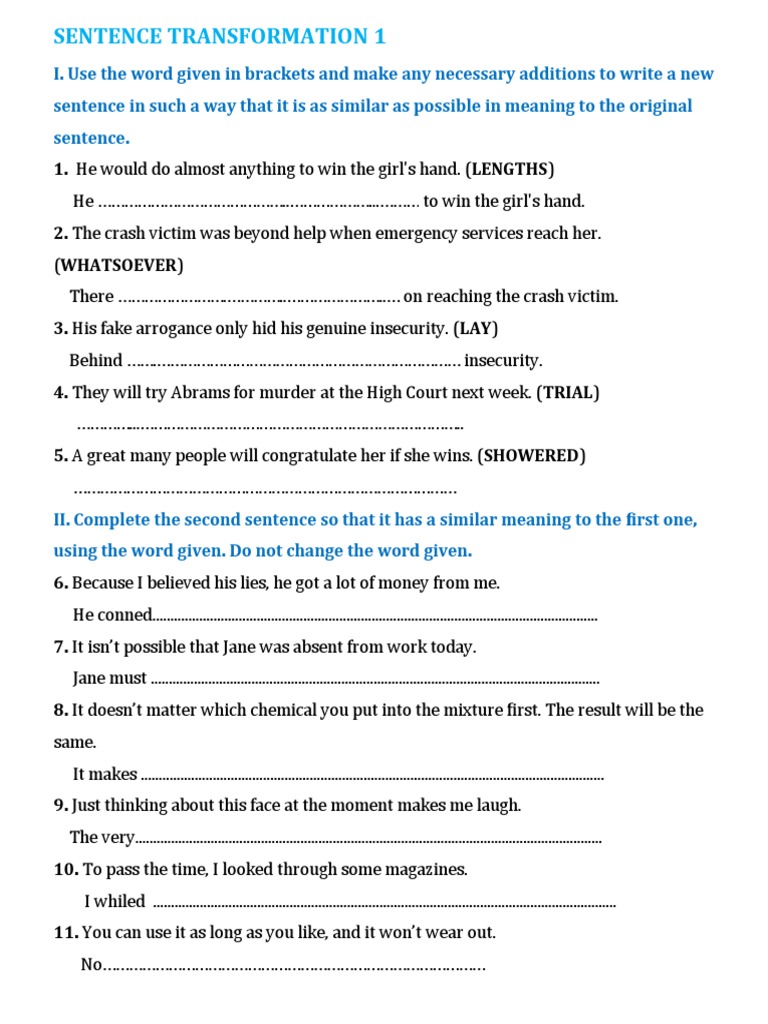 Sentence Transformation | PDF