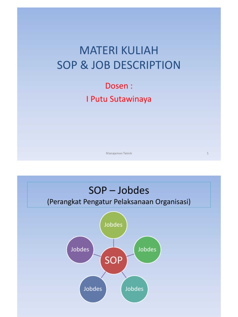 Penyusunan SOP Dan Jobdes | PDF | Karier & Perkembangan