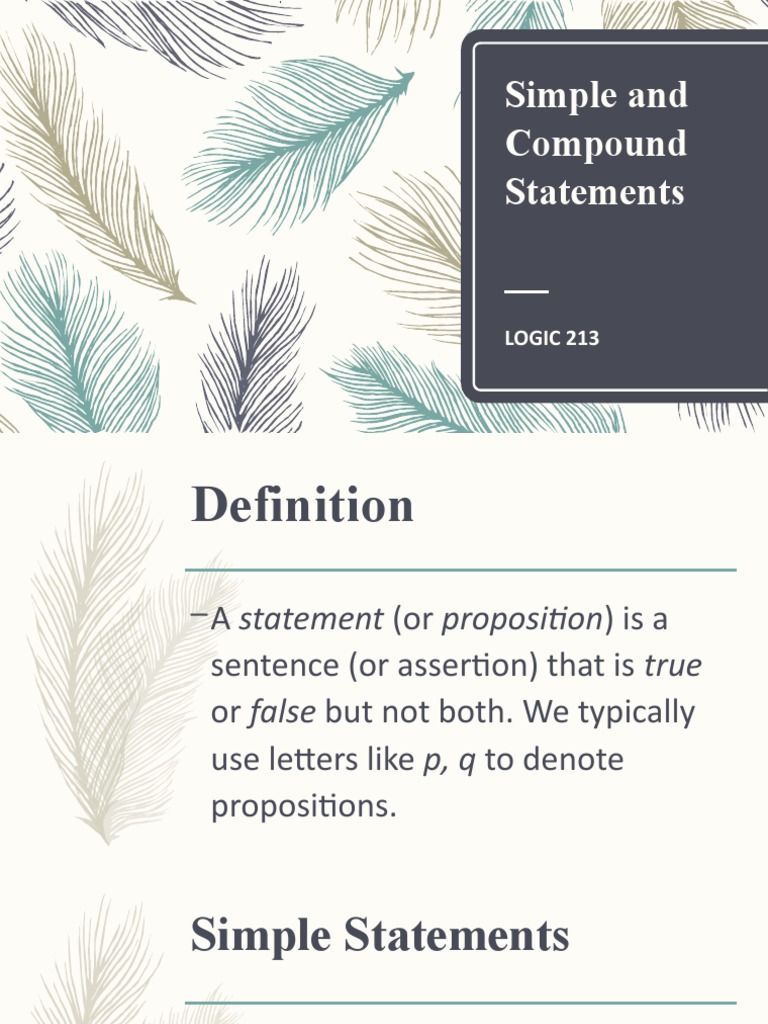 Simple and Compound Statements | PDF | If And Only If | Metalogic