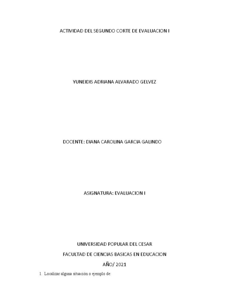 Actividad Del Segundo Corte de Evaluacion I | PDF | Evaluación | Sicología