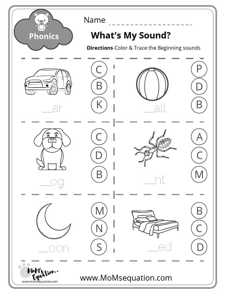 Color & Trace Beginning Sounds Worksheet | PDF